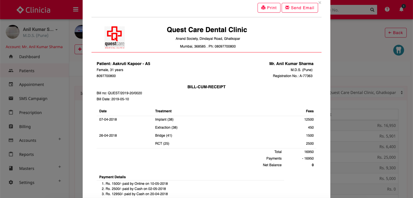 Features Billing | Clinicia.com